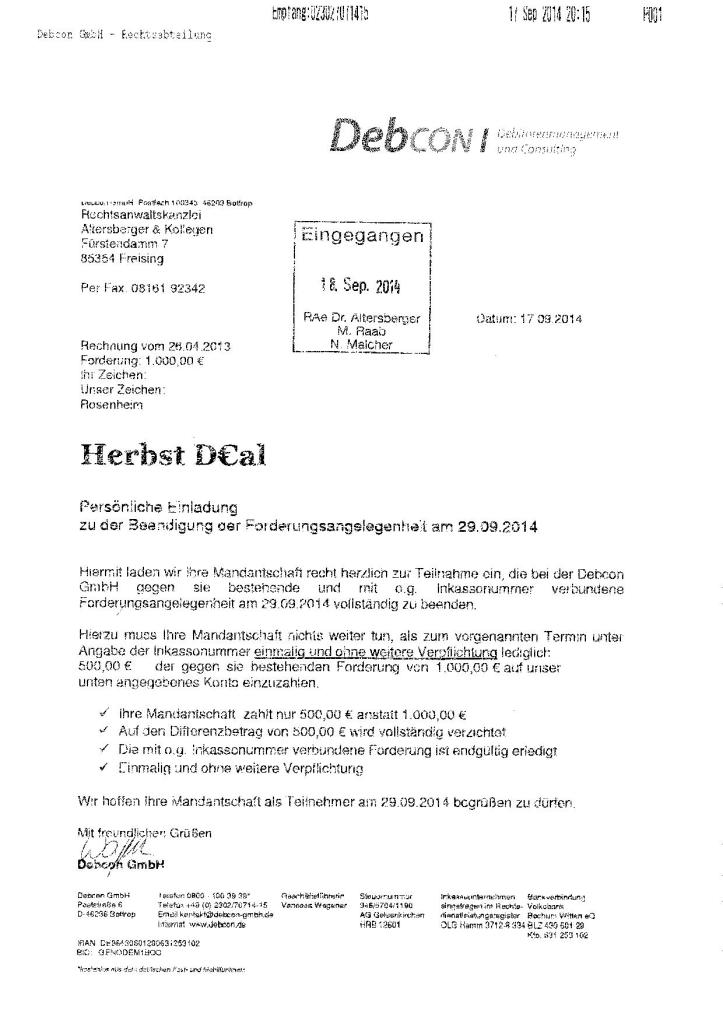 Debcon: Herbst-Deal » Schreiner Lederer Rechtsanwälte GbR